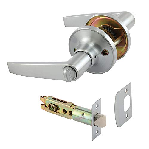 Prime-Line MP65259 Privacy Lever, Fits 2-3/8in and 2-3/4in Backset, Satin Chrome, (1 set)