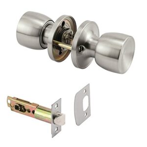 prime-line mp65023 passage knob, fits 2-3/8in and 2-3/4in backset, tulip, satin chrome, (1 set)