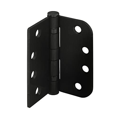 Prime-Line Products U 1157383 Door Hinge Commercial Smooth Pivot 2 Ball Bearing, 4 x 4 in. w/ Unilateral Square & 5/8 in. Radius Corner, 4 Hole per Leaf w/ Screws, Matte Black, .130 in. Ga. (3 Pack)