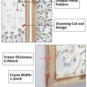 CASOLLY Carved Wood Wall Decor,Floral-Patterned Wooden Panels (Set of 3),Decorative Carved Wall Sculpture,39"x36"x1",for Living Room Bedroom Entrance Hall