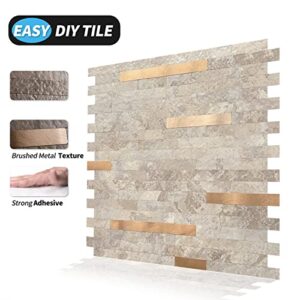 Art3d 10-Sheet Peel and Stick Collage Tile for Kitchen Backsplash - Ecru Slate