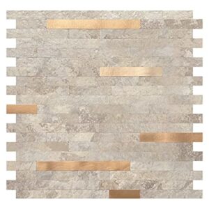 Art3d 10-Sheet Peel and Stick Collage Tile for Kitchen Backsplash - Ecru Slate