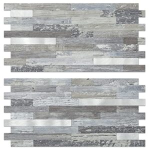 auliget 20 sheets peel and stick backsplash, distressed wood look pvc wall tiles stick on backsplash for kitchen