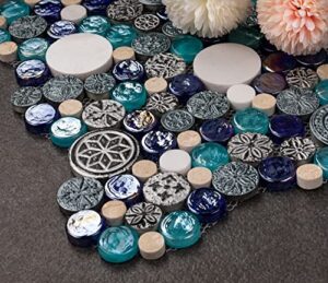 12-in x 12-in vintage blue round mosaic