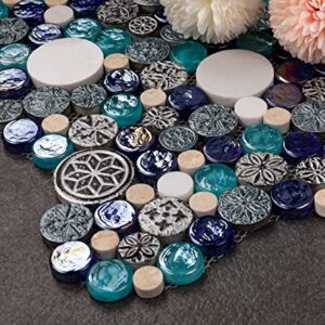 12-in x 12-in Vintage Blue Round Mosaic