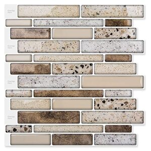 art3d peel and stick brick kitchen backsplash self-adhesive wall tile stone design, 10 sheets (brown)