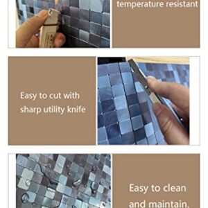 XUANINY 5-Sheet Peel and Stick Backsplash Tiles Dark Blue Surface Aluminum Mosaic Sticker for Kitchen (11.61"x11.61" Per Sheet, Pack of 5pcs) (Dark Blue)