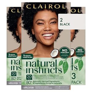 clairol natural instincts demi-permanent hair dye, 2 black hair color, pack of 3