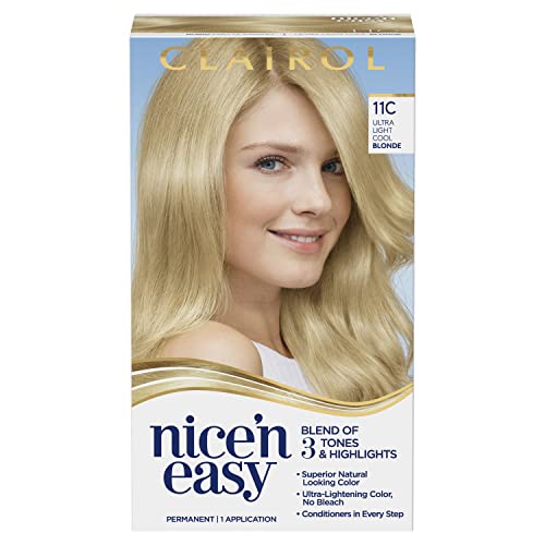 Clairol Nice'n Easy Permanent Hair Dye, 11C Ultra Light Cool Blonde Hair Color, Pack of 1