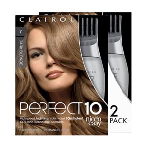 clairol nice’n easy perfect 10 permanent hair dye, 7 dark blonde hair color, pack of 2