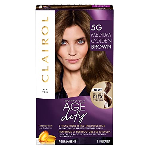 Clairol Age Defy Permanent Hair Dye, 5G Medium Golden Brown Hair Color, Pack of 1