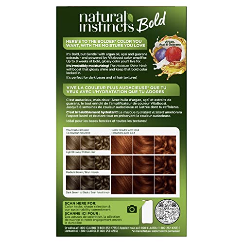 Natural Instincts Bold Permanent Hair Dye, C64 Copper Sunset Hair Color, Pack of 1