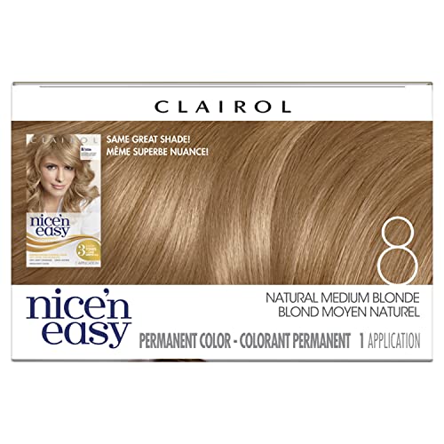 Clairol Nice'n Easy Liquid Permanent Hair Dye, 8 Medium Blonde Hair Color, Pack of 3