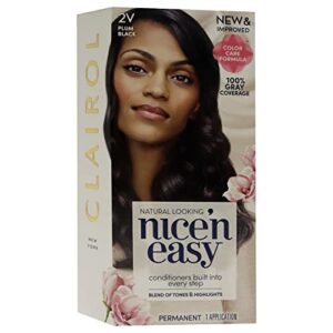 clairol nice’n easy permanent hair dye, 2v plum black hair color, pack of 1