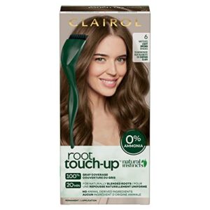 clairol root touch-up by natural instincts permanent hair dye, 6 light brown hair color, pack of 1