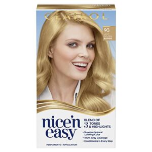 clairol nice’n easy permanent hair dye, 9g light golden blonde hair color, pack of 1