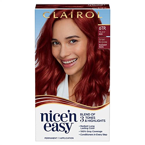 Clairol Nice'n Easy Permanent Hair Dye, 6TR Truest Red Hair Color, Pack of 1