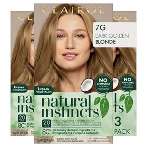 Clairol Natural Instincts Demi-Permanent Hair Dye, 7G Dark Golden Blonde Hair Color, Pack of 3