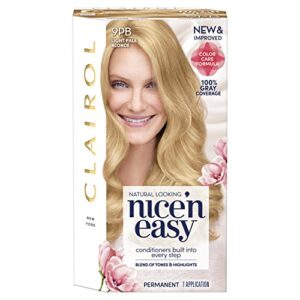 clairol nice’n easy permanent hair dye, 9pb light pale blonde hair color, 1 count