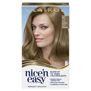 clairol nice’n easy permanent hair dye, 7c dark cool blonde hair color, pack of 1