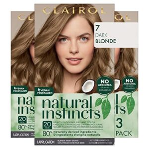 clairol natural instincts demi-permanent hair dye, 7 dark blonde hair color, pack of 3