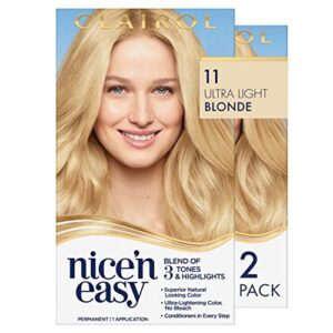 clairol root touch-up by nice’n easy permanent hair dye, 11 ultra light blonde hair color, pack of 2