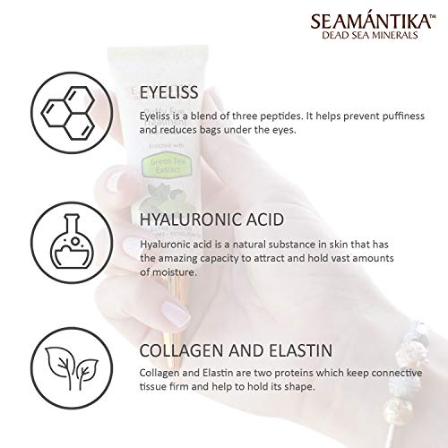 Puffy Eyes Treatment Instant results – Naturally Eliminate Wrinkles, Puffiness, Dark Circle and Bags in Minutes – Hydrating Eye Cream w/ Green Tea Extract, Dead Sea Minerals by SEAMANTIKA – .8 oz