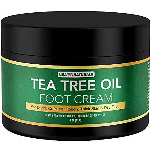 Tea Tree Oil Foot Cream - Instantly Hydrates and Moisturizes Cracked or Callused Feet - Rapid Relief Heel Cream - Natural Treatment Helps & Soothes Irritated Skin, Athletes Foot, Body Acne