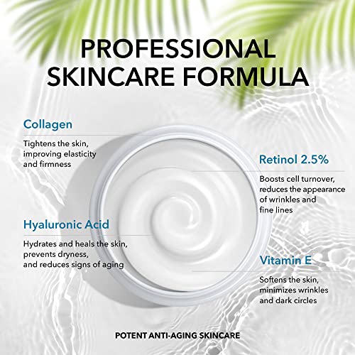 Face Moisturizer Collagen Cream - Anti Aging Night Cream - Made in USA - Neck & Décolleté Cream with Retinol & Hyaluronic Acid - Wrinkle Cream to Clean, Moisturize & Protect Your Skin - 1.7oz