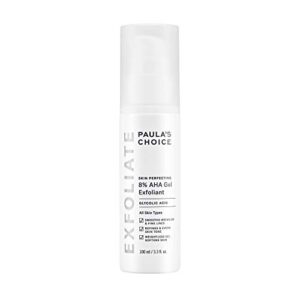 paula’s choice skin perfecting 8% aha gel exfoliant with glycolic acid chamomile & green tea, 3.3 ounce pump leave-on gentle exfoliator