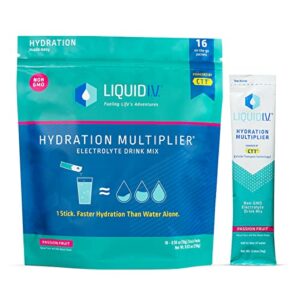 liquid i.v. hydration multiplier – passion fruit – hydration powder packets | electrolyte drink mix | easy open single-serving stick | non-gmo | 16 sticks