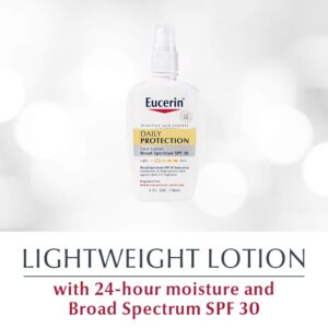 Eucerin Daily Protection Face Lotion - Broad Spectrum SPF 30 - Moisturizes and Protects Sensitive, Dry Skin - 4 fl. oz. Pump Bottle