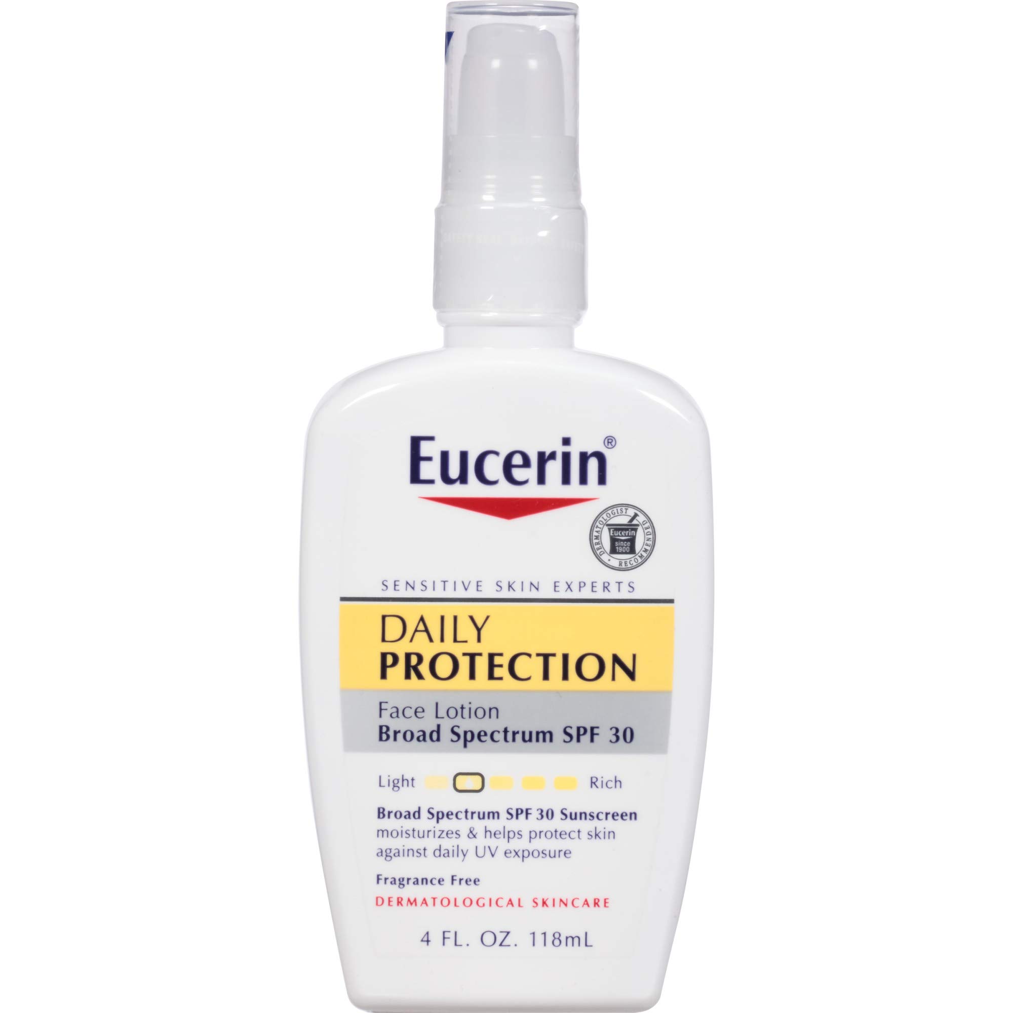 Eucerin Daily Protection Face Lotion - Broad Spectrum SPF 30 - Moisturizes and Protects Sensitive, Dry Skin - 4 fl. oz. Pump Bottle