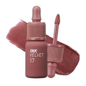 peripera ink the velvet lip tint | high pigment color, longwear, weightless, not animal tested, gluten-free, paraben-free | #017 rosy nude, 0.14 fl oz