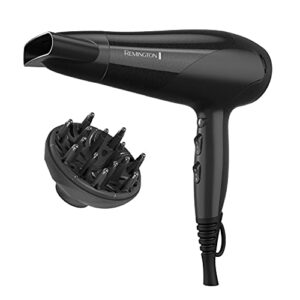 remington d3190 damage protection hair dryer with ceramic + ionic + tourmaline technology, black, 3 piece set, 1 count (pack of 1)