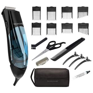 remington hkvac2000a vacuum haircut kit, beard trimmer, hair clippers for men (18 pieces)