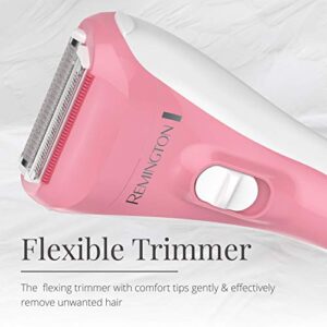 Remington WDF4821US Smooth & Silky Electric Shaver for Women, 3-Blade Cordless Foil Shaver and Bikini Trimmer for Wet or Dry Use, Pink