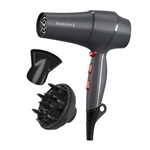 remington max comfort hair dryer, tourmaline, ionic, & ceramic technology, gray d3200