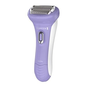 remington wdf5030a smooth & silky electric shaver for women, 4-blade smooth glide foil shaver and bikini trimmer with almond oil strip, purple/white