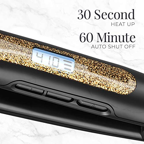 Remington S6501 1” Ultimate Ceramic Flat Iron with Protection Against Frizz, Smooth Glide Hair Straightener, High Heat and Temperature Lock