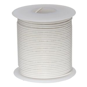 remington industries 20ptfestrwhi25 20 awg gauge stranded hook up wire, 25 feet length, white, 0.0320 diameter, ptfe, 600 volts