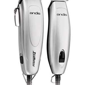 Andis 24565 Professional Promotor Electric Corded Hair Clipper & Beard Trimmer – Adjustable T-Blade Built With Stainless Carbon Steel, High-Speed Rotary Motor With Less Noise - 27 Piece Kit, Grey