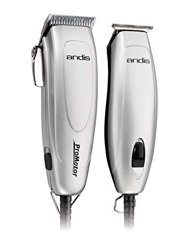 Andis 24565 Professional Promotor Electric Corded Hair Clipper & Beard Trimmer – Adjustable T-Blade Built With Stainless Carbon Steel, High-Speed Rotary Motor With Less Noise - 27 Piece Kit, Grey