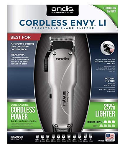 Andis 73000 Envy Li Cordless Clipper - Rechargeable Hair Trimmer - Adjustable Blade Clipper, Close Cutting Zero Gapped - Pack of 1, female