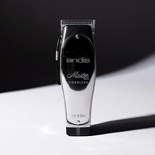 Andis 12470 Professional Master Corded/Cordless Hair & Beard Trimmer, Adjustable Carbon Steel Blade Hair Clipper for Close Cutting, Chrome, Silver - 5 Piece Set