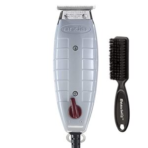 andis professional t-outliner beard/hair trimmer with t-blade, gray, model gto (04710) with a beauwis blade brush