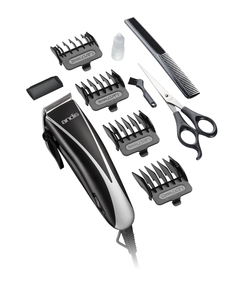 Andis Ultra Clip Adjustable Blade 10-Piece Home Haircut Kit, Black