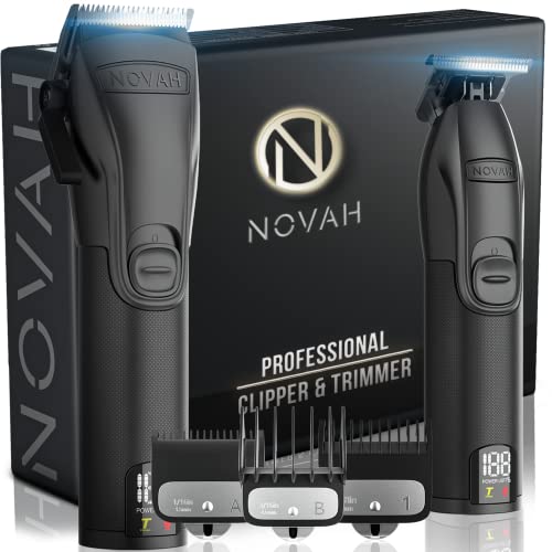 Novah® Professional Hair Clippers for Men, Professional Barber Clippers and Trimmer Set, Mens Cordless Hair Clippers for Barbers Haircut Fading Kit Fade