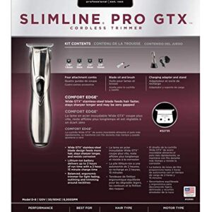 Andis Slimline Pro GTX Lithium-Ion Cordless Wide Blade Trimmer D-8 (32690) - Bundled with a BeauWis Blade Brush