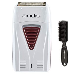 andis cordless mens long lasting lithium battery titanium foil shaver with beauwis blade cleaning brush